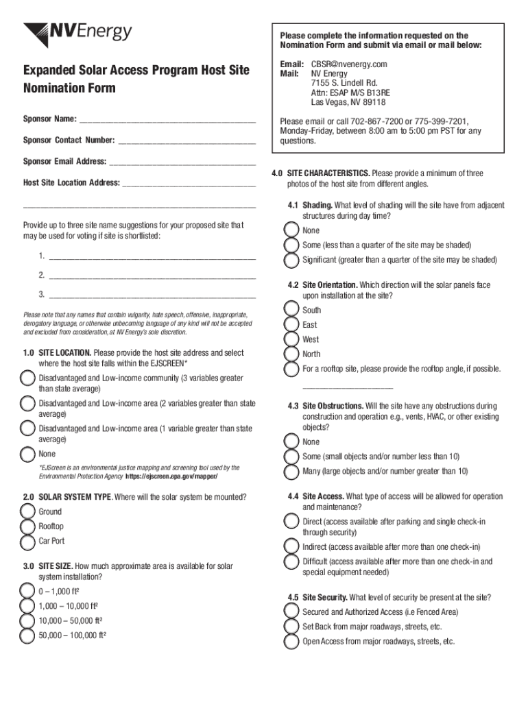 Fillable Online NV Energy - Expanded Solar Access Program Statement of ...