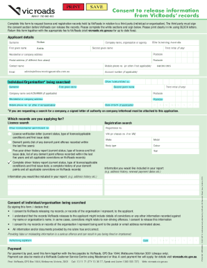 Fillable Online Consent to release information from VicRoads' records Fax Email Print - pdfFiller