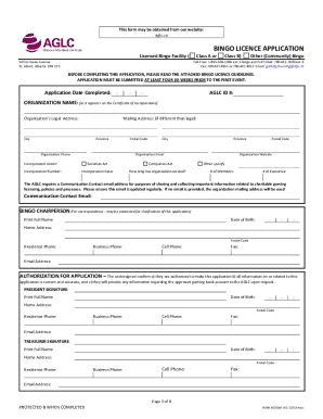 Fillable Online Application for an Original License to Conduct Bingo ...