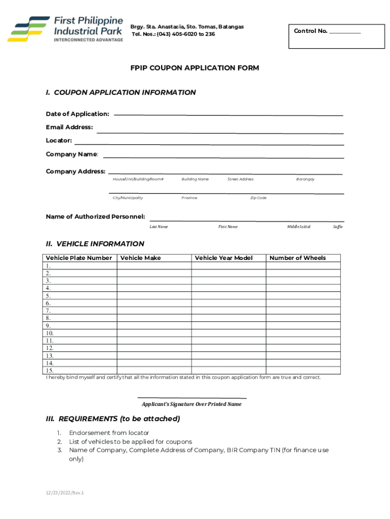 Fillable Online FPIP VEHICLE STICKER APPLICATION FORM (EMPLOYEES) I ...