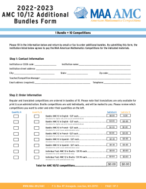 Fillable Online AMC Competitions - K-12 OutreachThe University of Texas ...