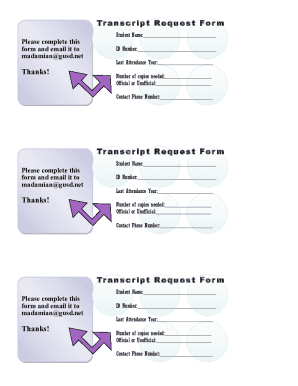 Fillable Online TRANSCRIPT REQUEST Email completed form to ... - NET ...