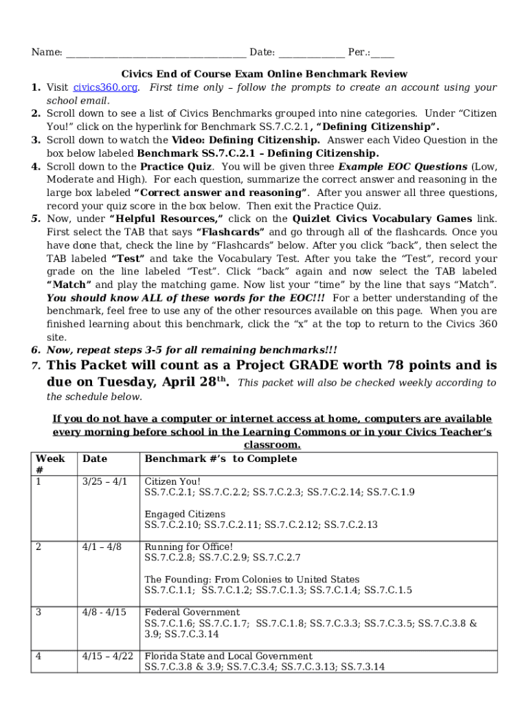 sarah's eoc end of course benchmark review.docx - Name: ... Doc ...