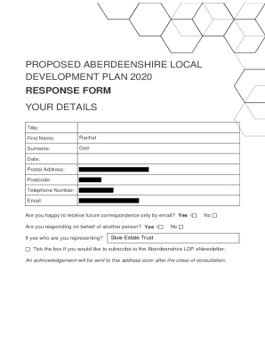 Fillable Online online aberdeenshire gov Local development plan ...