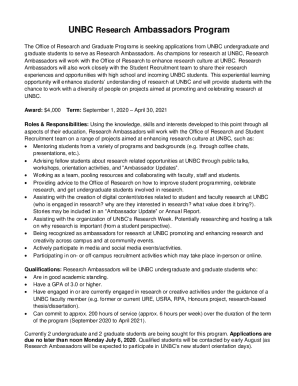 Fillable Online UNBC Research Ambassadors Program Fax Email Print ...