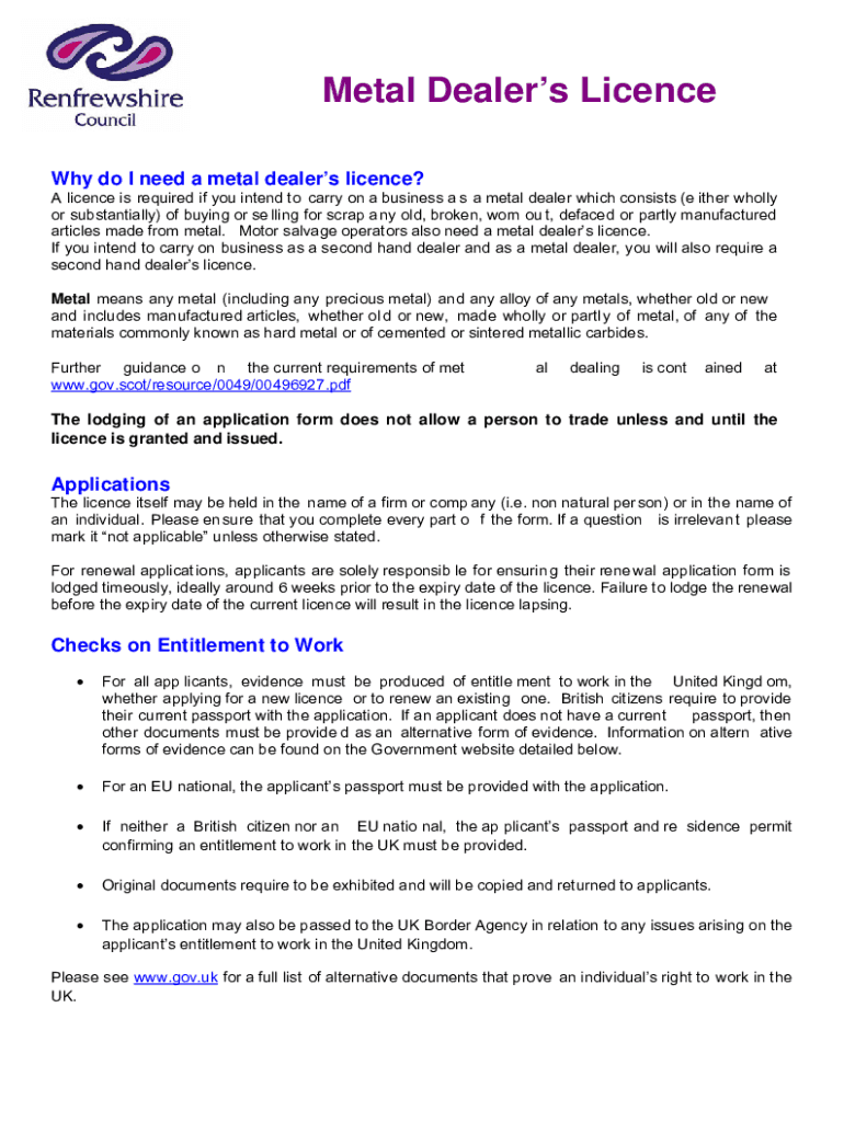 Fillable Online Scrap metal dealer licence (England and Wales) - GOV.UK ...