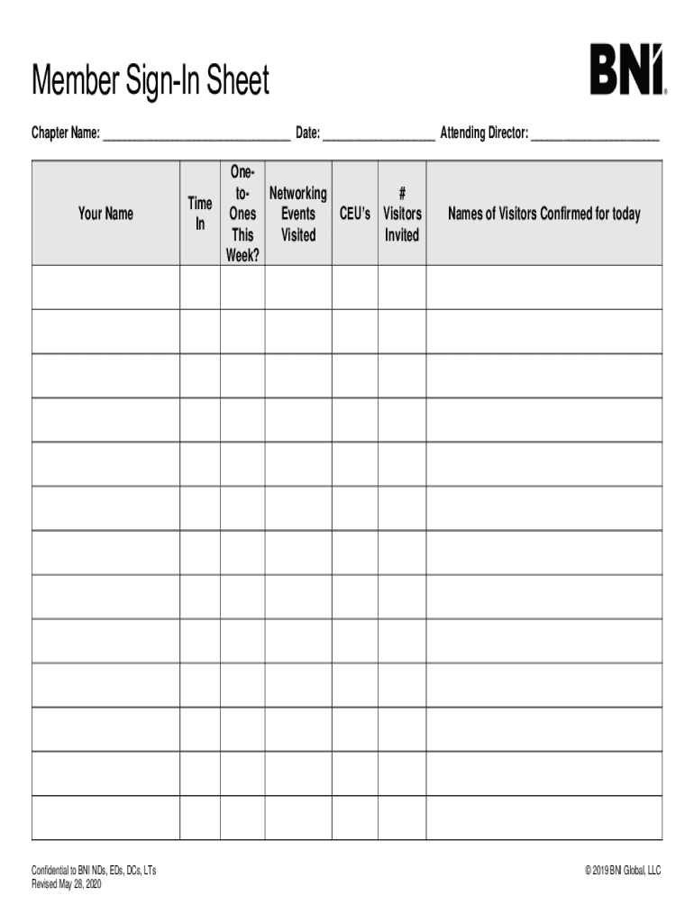 Fillable Online Member Sign-In Sheet Fax Email Print - pdfFiller