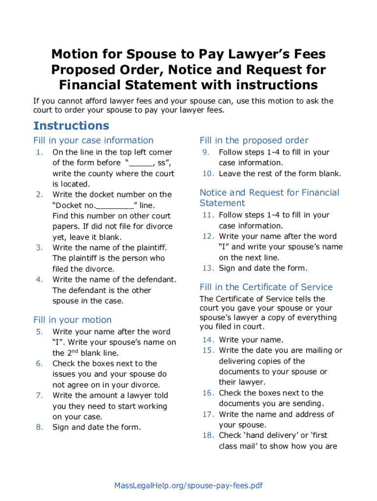 Fillable Online File a motion for attorney fees in a divorce case Fax ...