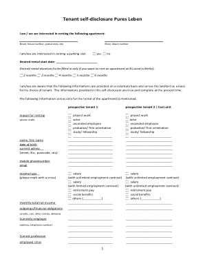 Fillable Online Tenant self-disclosure / prospective tenant form ...