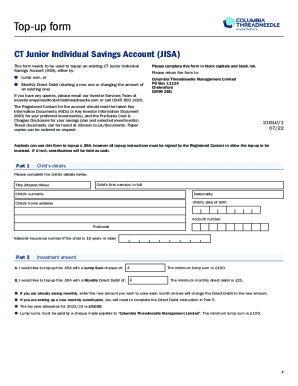 Fillable Online Aegon Junior ISA top up form Fax Email Print - pdfFiller