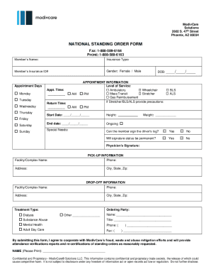 Fillable Online standing order request form - Modivcare Fax Email Print ...