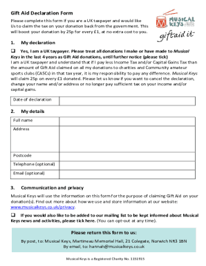 Fillable Online Gift Aid declaration current Fax Email Print - pdfFiller