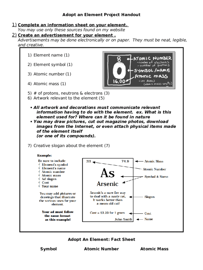 Adopt-an Element worksheet science.doc - Course Hero Doc Template ...