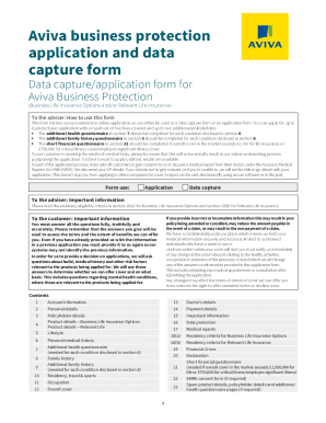 Fillable Online Aviva business protection application and data capture ...