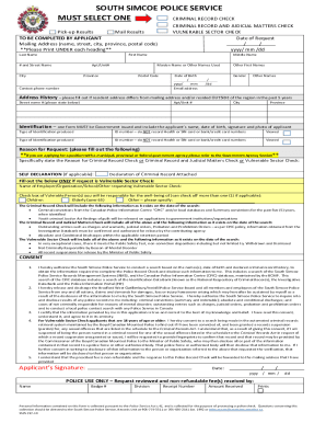 Fillable Online POLICE RECORD CHECK APPLICANT FACT SHEET Fax Email ...
