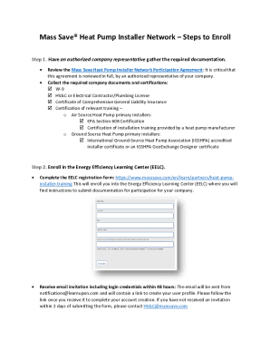Fillable Online Mass Save Heat Pump Installer Network Steps to Enroll ...