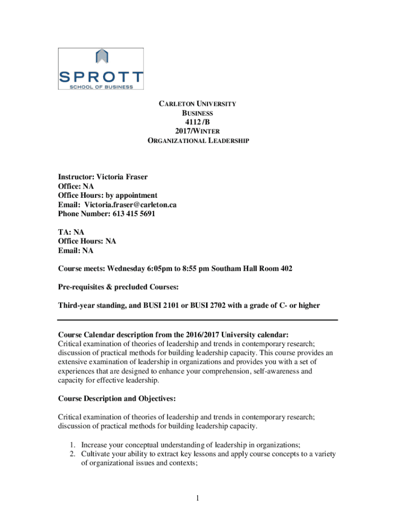 Fillable Online sprott carleton Danielle Fraser - Department of Biology - Carleton University ...