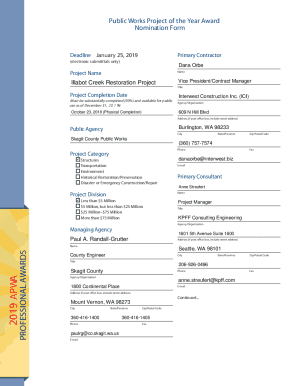 Fillable Online washington apwa Sample Award Justification Fax Email ...