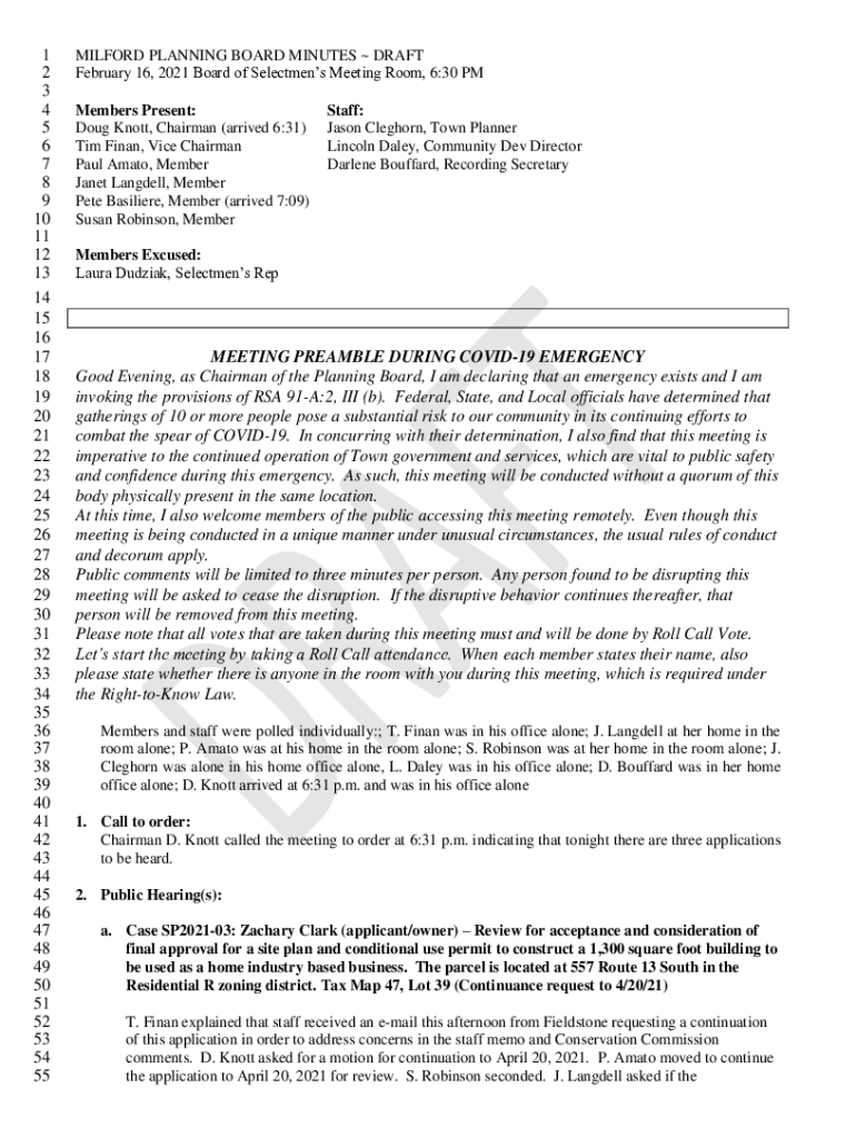 Fillable Online Doug Knott, Chairman (arrived 6:31) Fax Email Print ...