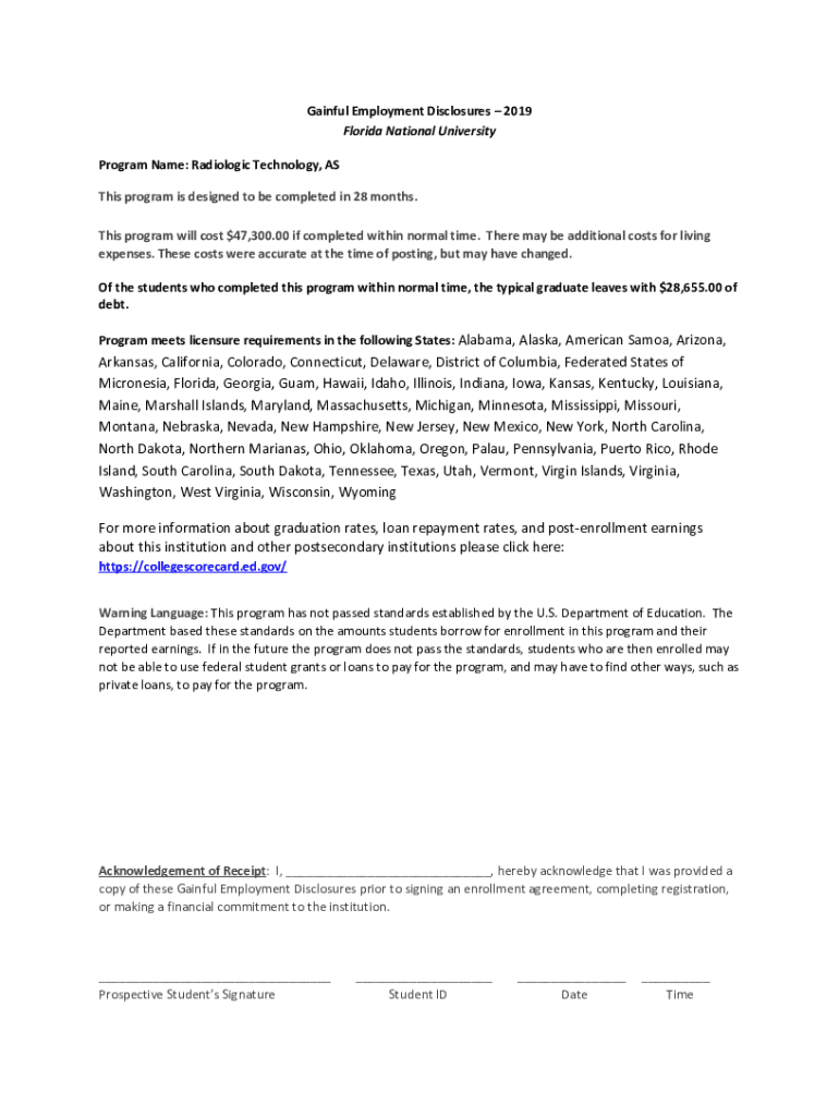 Fillable Online ED Gainful Employment Disclosure Template - Herzing ...