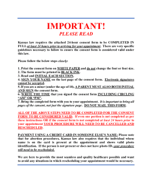 Fillable Online Kansas 24 Hour Consent Form - Planned Parenthood ...