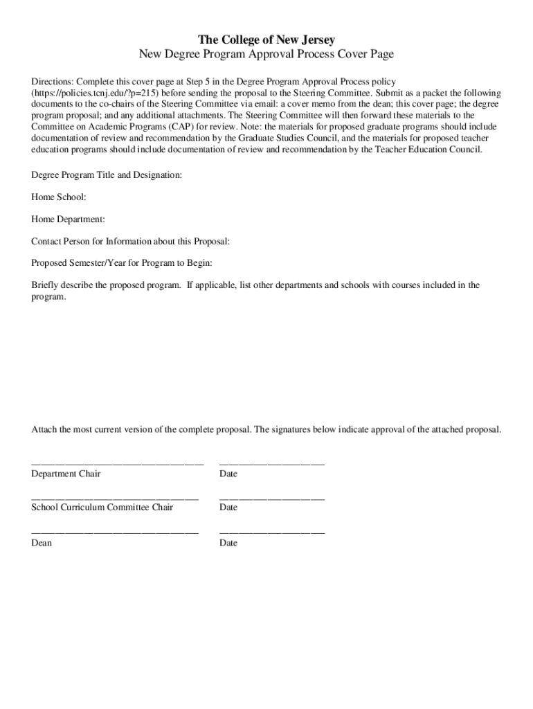 Fillable Online academicaffairs tcnj II.1.16 Title: Degree Program ...