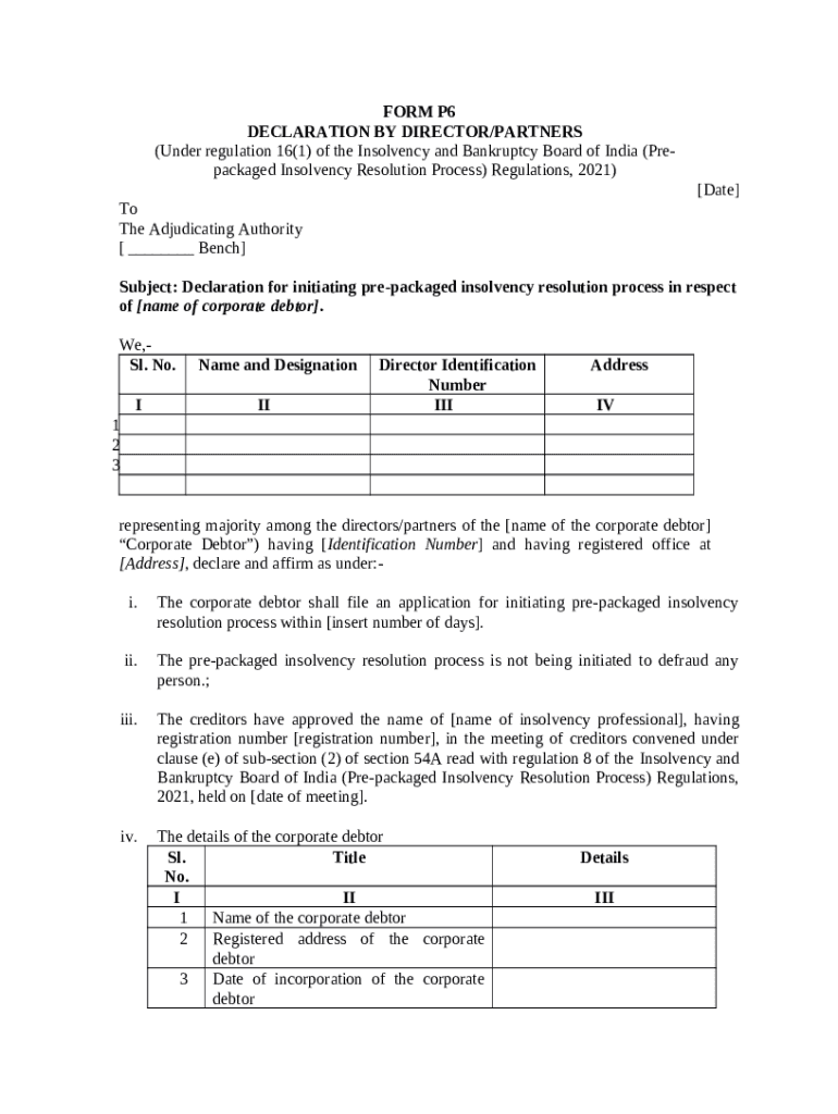 P6 - IBBI - ibbi gov Doc Template | pdfFiller