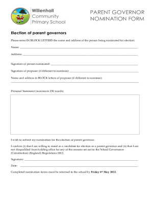Fillable Online parent-governor-nomination-form - Co-op Academy Woodslee Fax Email Print - pdfFiller