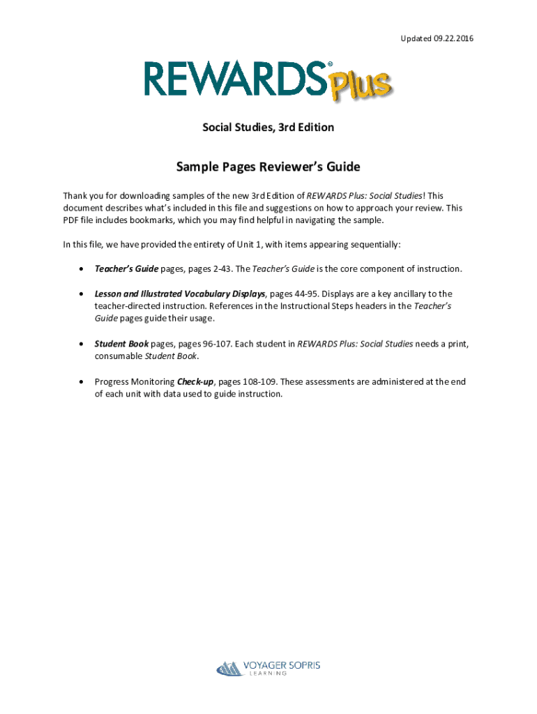 Fillable Online Rewards Plus; Application to Social Studies STUDENT BOOK Fax Email Print - pdfFiller