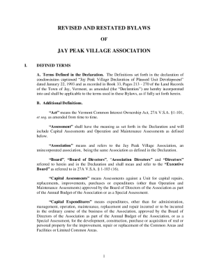 Fillable Online revised and restated bylaws - jay peak village ...