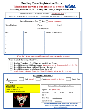 Fillable Online WASA Bowling Registration form Fax Email Print - pdfFiller
