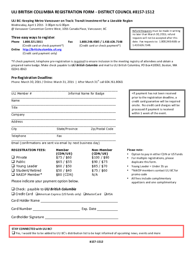 Fillable Online netforum uli Fillable Online britishcolumbia uli ULI BC Registration Form ...