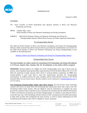 Fillable Online 2021-22 NCAA Division II Men's and Women's Swimming and ...