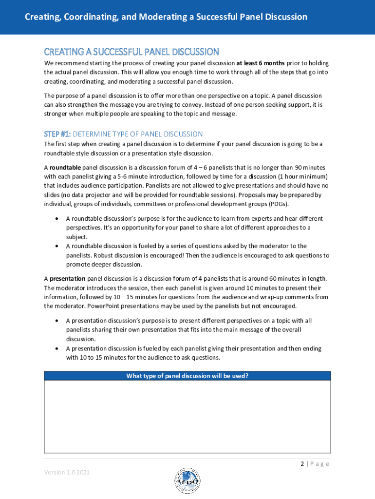 Fillable Online How to Co-Moderate a Panel Discussion - Powerful Panels ...