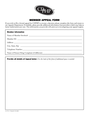 Fillable Online Fillable Online Member Appeal Form - CDPHP Fax Email Print ... Fax Email Print ...
