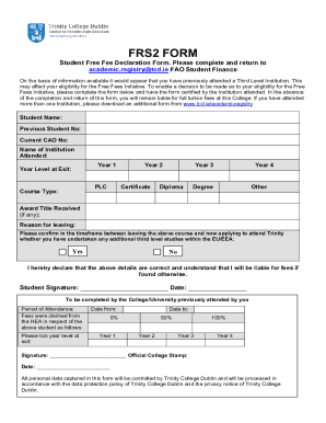 Fillable Online Student Declaration Form: Staff Fee Fax Email Print ...