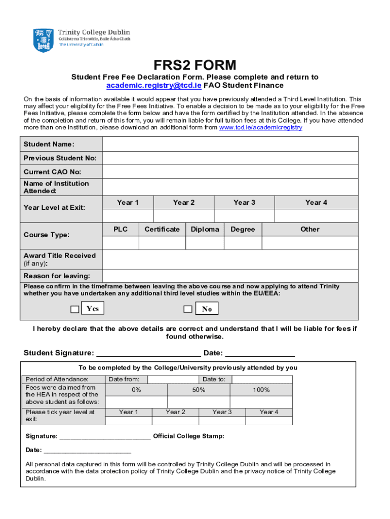 Fillable Online Student Declaration Form: Staff Fee Fax Email Print ...