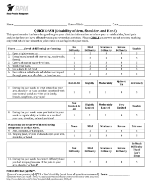 Fillable Online The disabilities of the arm, shoulder and hand (DASH ...