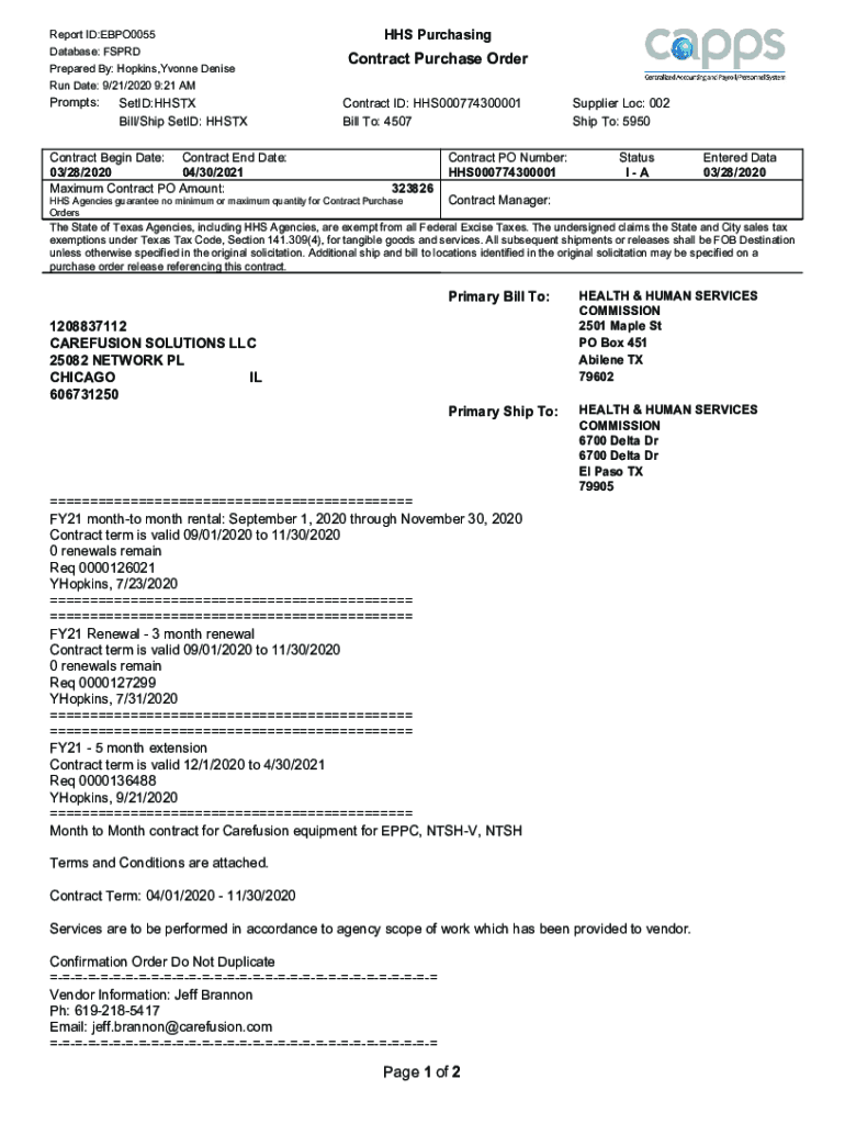 Fillable Online Contract Begin Date: Contract End Date: Fax Email Print ...