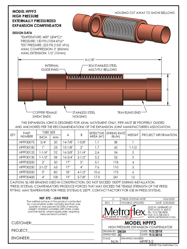 Fillable Online High Pressure Compensator Model HPFF3 On Metraflex Co ...