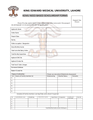 Fillable Online kemu edu Application Form for Need Based Scholarship ...