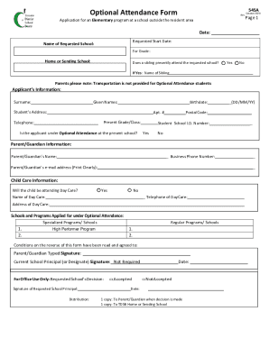 Fillable Online School Attendance Form - Fill Online, Printable ...