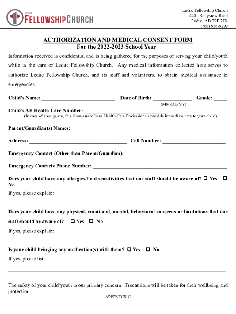 Fillable Online Youth and Young AdultsMinistries - Leduc Alliance Church Fax Email Print - pdfFiller