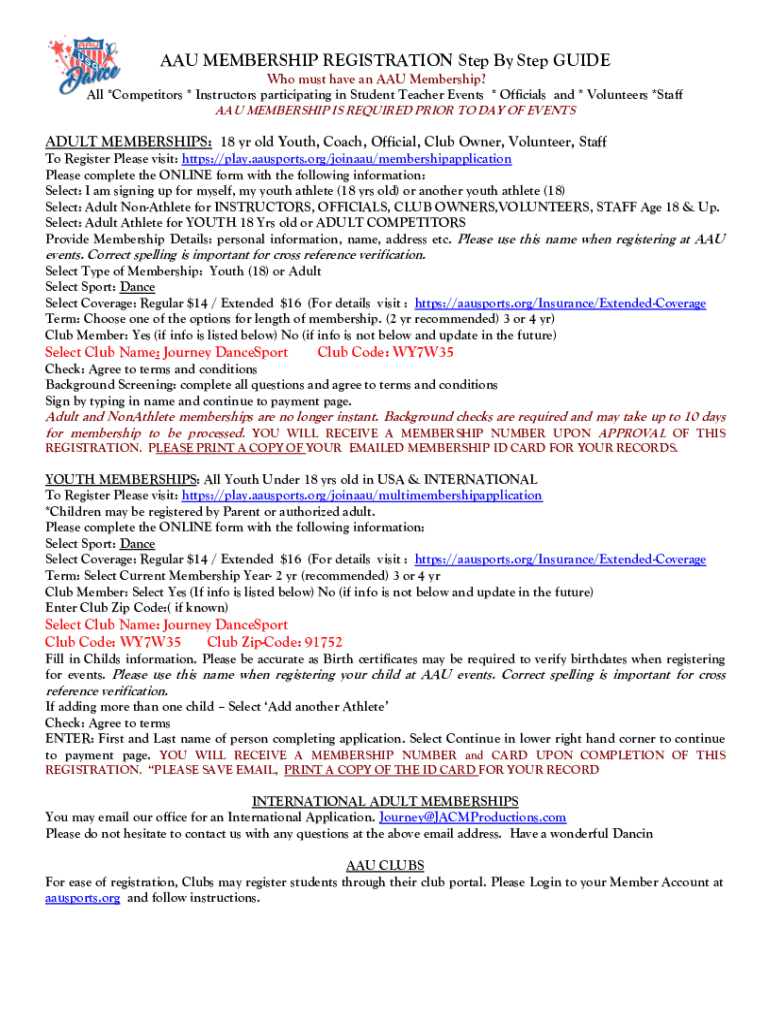 Fillable Online AAU MEMBERSHIP REGISTRATION Step By Step GUIDE ...