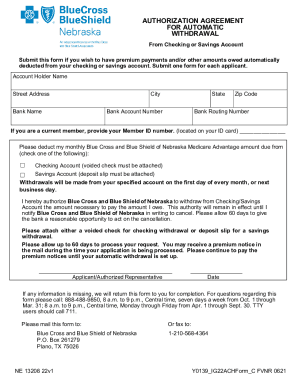 Fillable Online authorization agreement for automatic withdrawal Fax ...