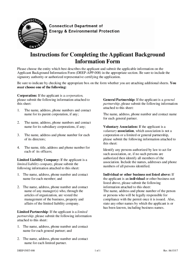 Fillable Online Instructions for Completing the Applicant Background ...