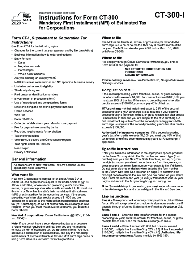 Fillable Online Instructions for Form CT-300 - Tax.NY.gov Fax Email ...