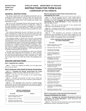 Fillable Online Instructions for Form N-323, Rev 2010. Forms 2010 Fax ...