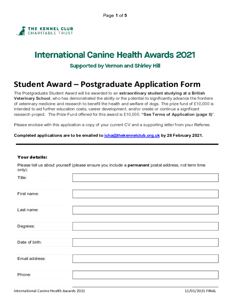 Fillable Online Postgraduate Student Awards for US Citizens Fax Email ...