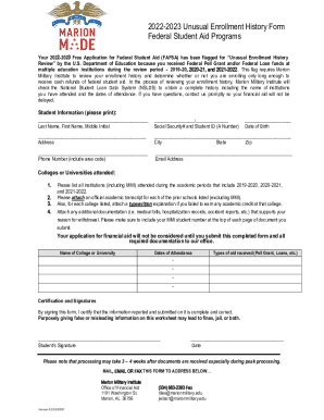 Fillable Online 2022-2023 Unusual Enrollment History Review Form Fax Email Print - pdfFiller